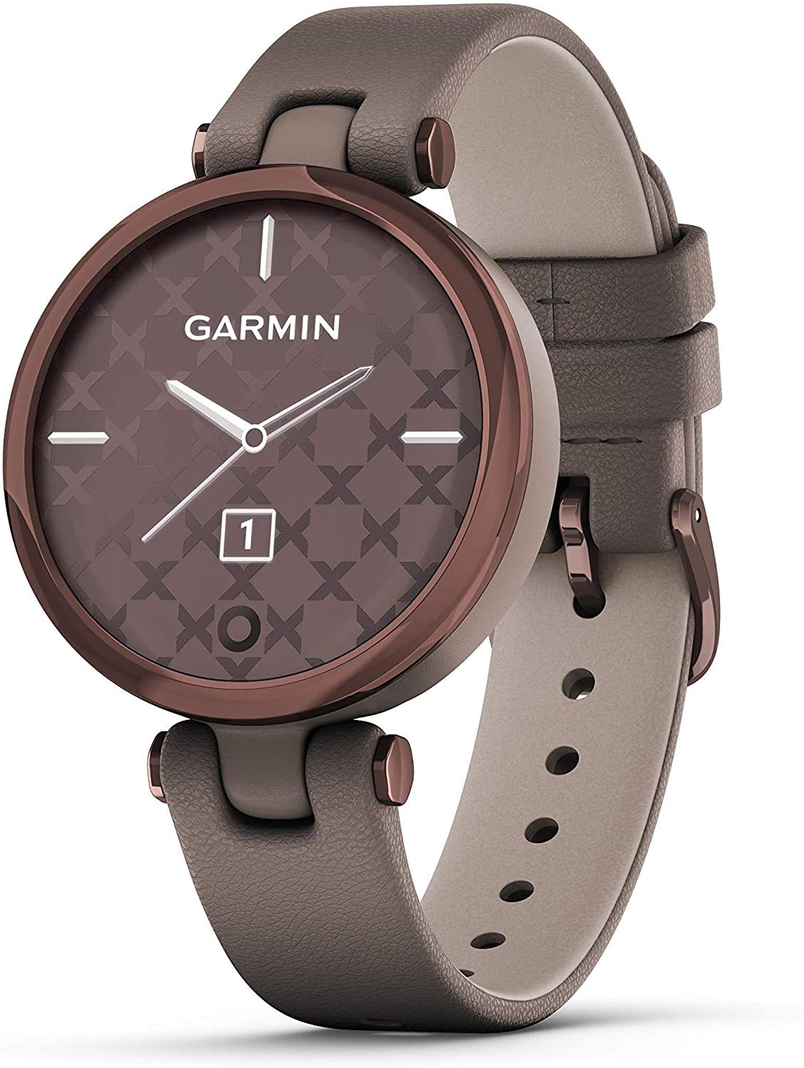 Garmin Lilyâ˘, Small Smartwatch with Touchscreen and Patterned Lens,Heart Rate Monitor Dark Bronze