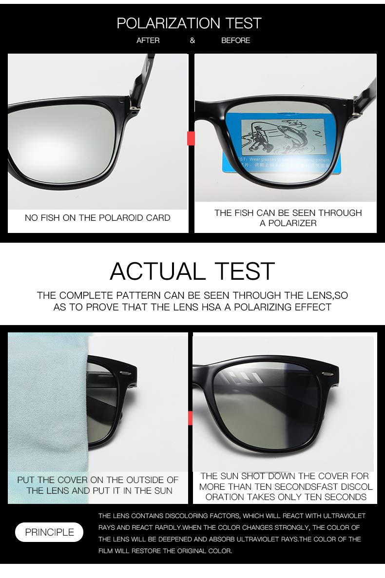 FEISEDY Vintage Polarized Photochromic Sunglasses Men Women 100% UV Protection Outdoor Square Sunglasses B1001