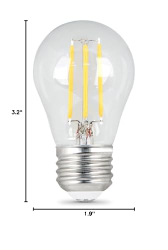 Feit Electric - Decorative Clear Glass Filament LED Dimmable 60W Equivalent Soft White (2700K) Classic A15 Light Bulb, 2-Bulb (BPA1560/827/LED/2), 3.2" H x 1.85" D