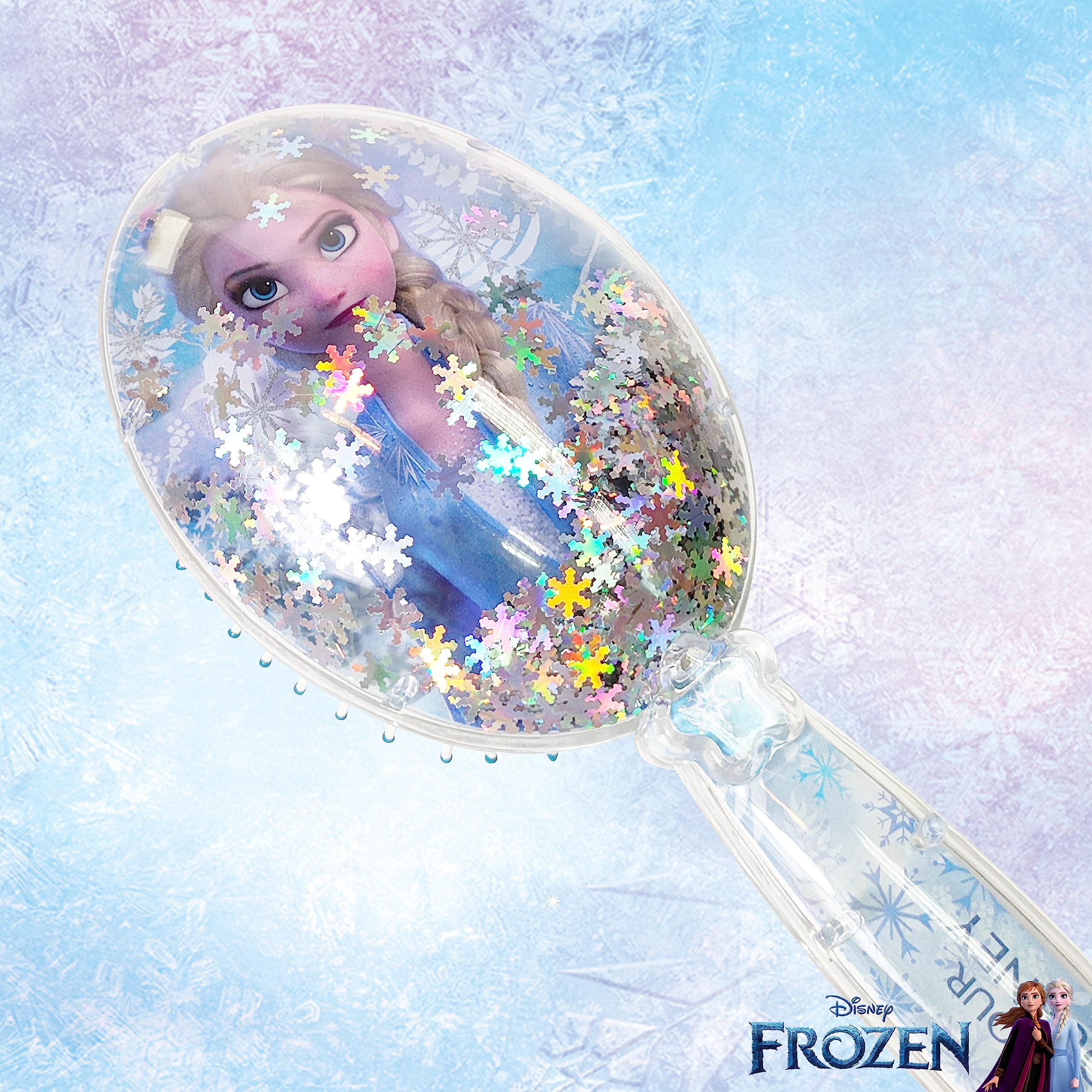 Frozen 2 Girls Snowflake Confetti Hair Brush, Silver - Ages 3+