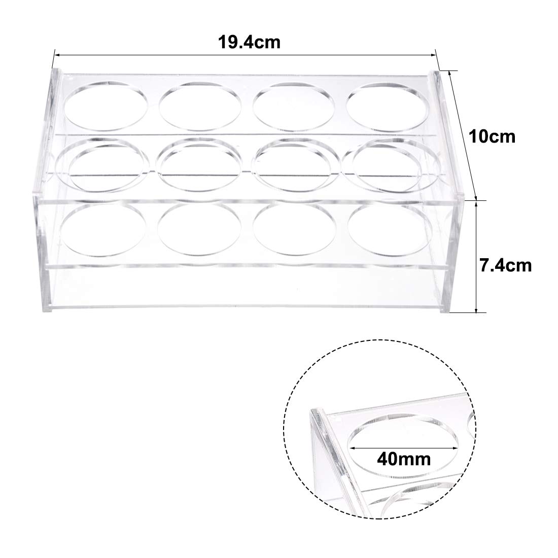 uxcell Tube Rack Polypropylene 8-Well Clear for 100ml
