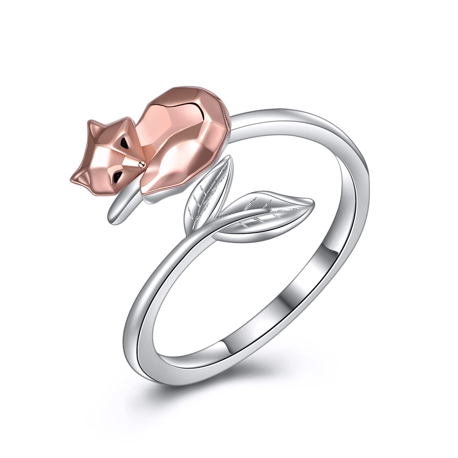 Fox Rings 925 Sterling Silver Origami Fox Ring Jewelry Anniversary Promise Romantic Gifts for Her Teen Girls