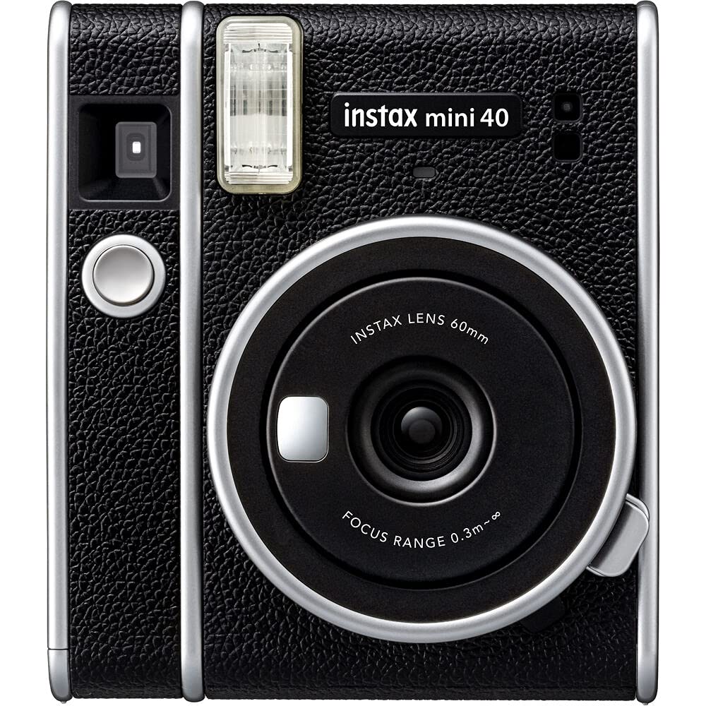 Fujifilm Instax Mini 40 Instant Film Camera (Black) Bundle with (20) Instax Mini Instant Film Shots + Padded Carrying Bag + (4) Rechargeable Batteries + Deluxe Cleaning Kit