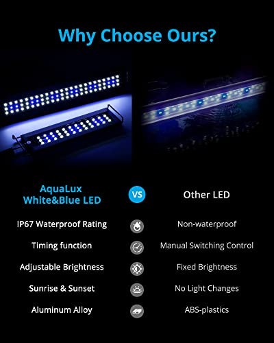 NICREW AquaLux White and Blue LED Aquarium Light, Intensity Adjustable Freshwater Fish Tank Light with 8/10/12 Hours Timer, Sunrise and Sunset Function, 12-18 Inch, 6 Watts