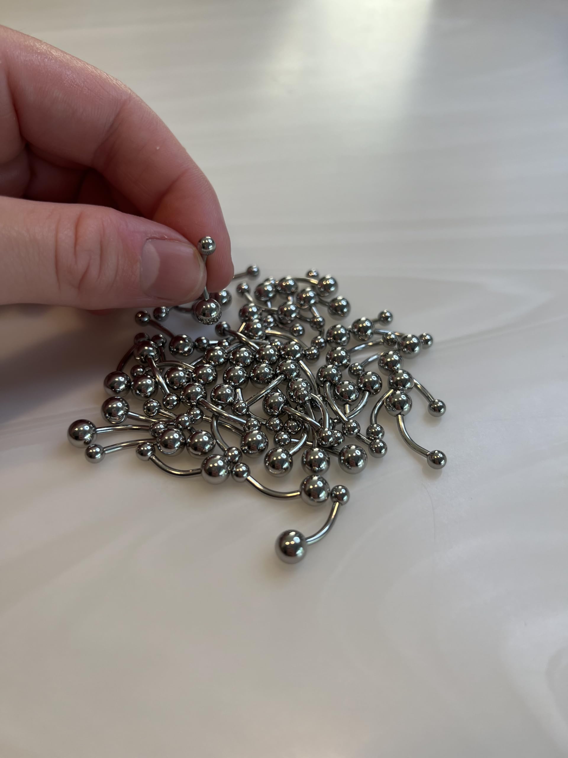 FIFTH CUE 14G Surgical Surgical Steel Belly Ring - 3/8" (10mm) 4x6mm Balls