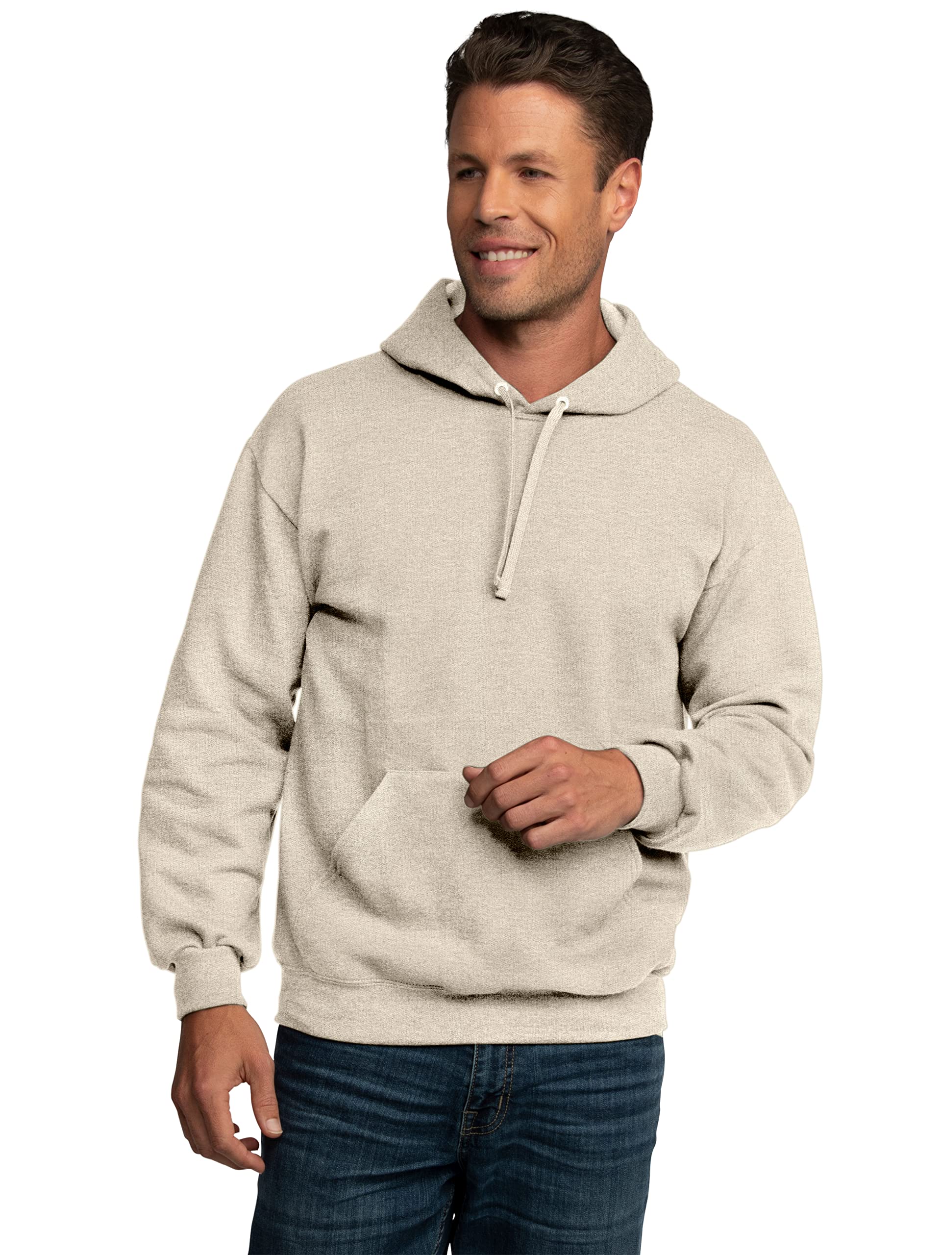 Fruit of the Loom Men's Eversoft Fleece Sweatshirts & Hoodies, Moisture Wicking & Breathable, Sizes S-4X, Pullover-Khaki Heather, Medium