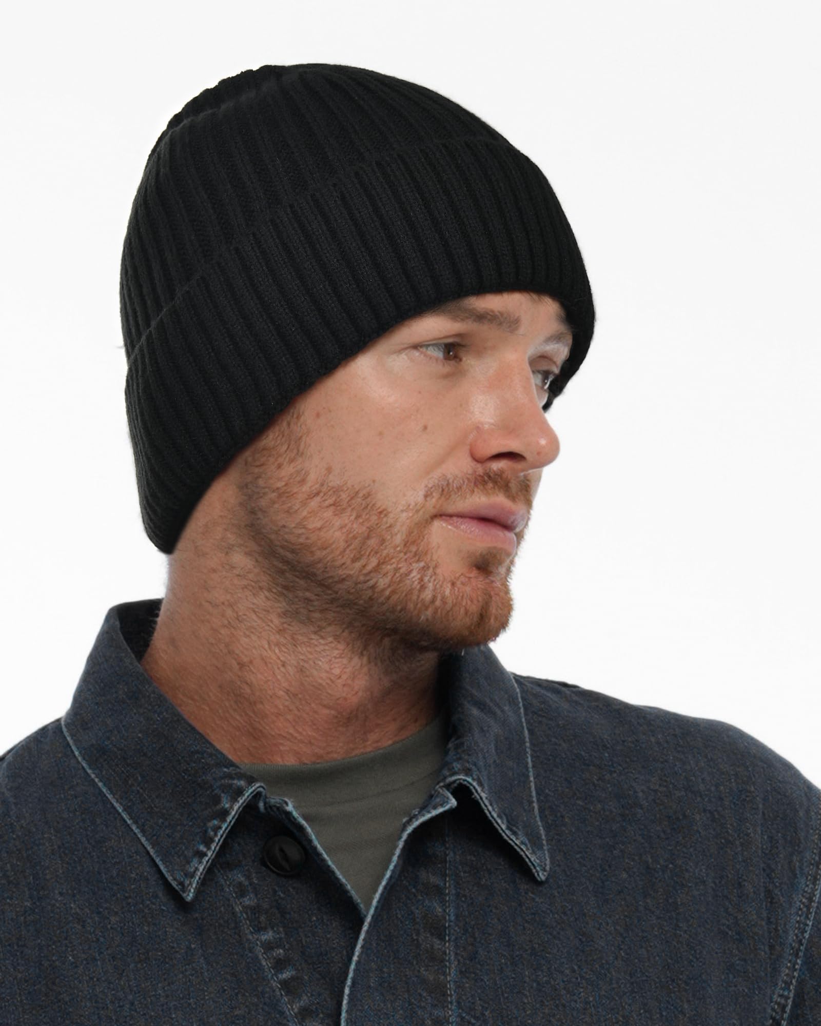 FURTALK Women Men Beanie Warm Winter Hats Acrylic Knit Cuffed Beanie Daily Beanie Hat Unisex Plain Skull Cap Black¡