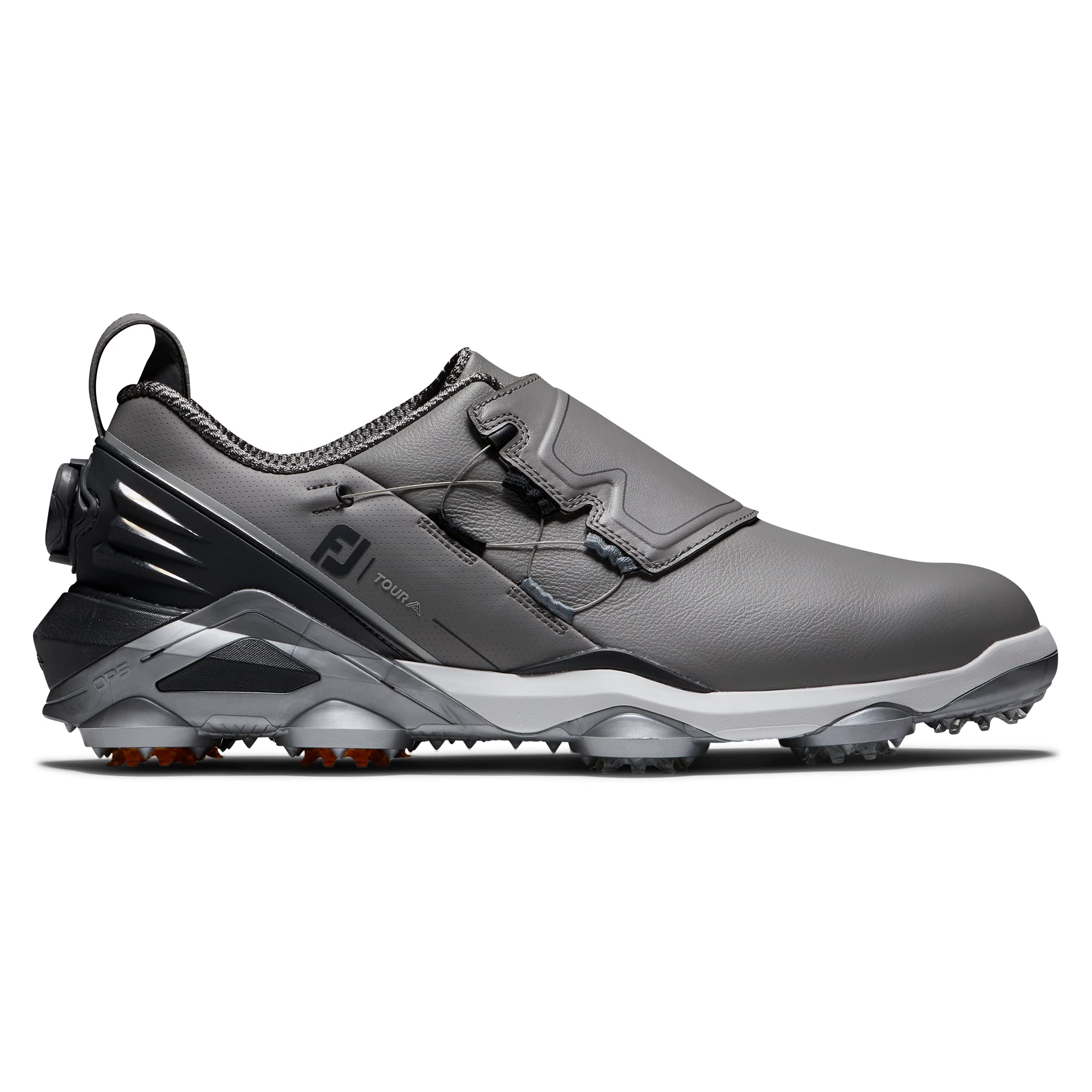 FootJoy Men's Tour Alpha Boa Golf Shoe, Grey/Charcoal/Orange, 13 Wide