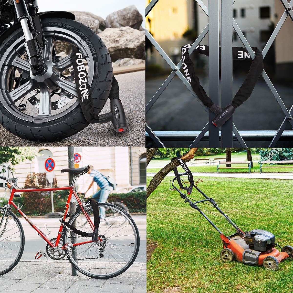 FUBOZONE Heavy Duty Bike Chain Locks, Bicycle Disc Locks, Scooter Motorcycle Cable Locks,Made of Solid Manganese Steel, It is Very Safe.(Size:38.64 in Length x 9 mm Dia/Weight:2.97 Ib)