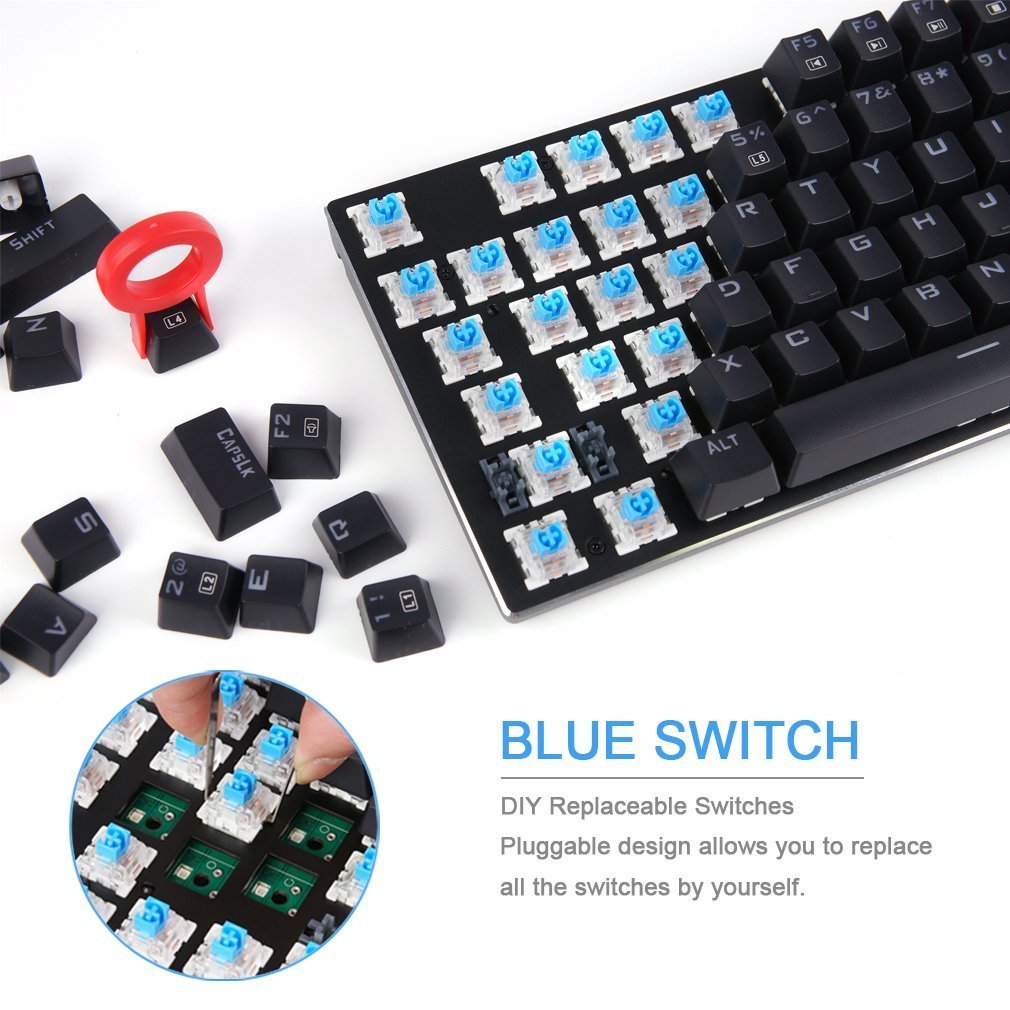 Gishine E-YOOSO Z88 60percent RGB Mechanical Gaming Keyboard,Compact 81 Keys (Blue Switch Black)