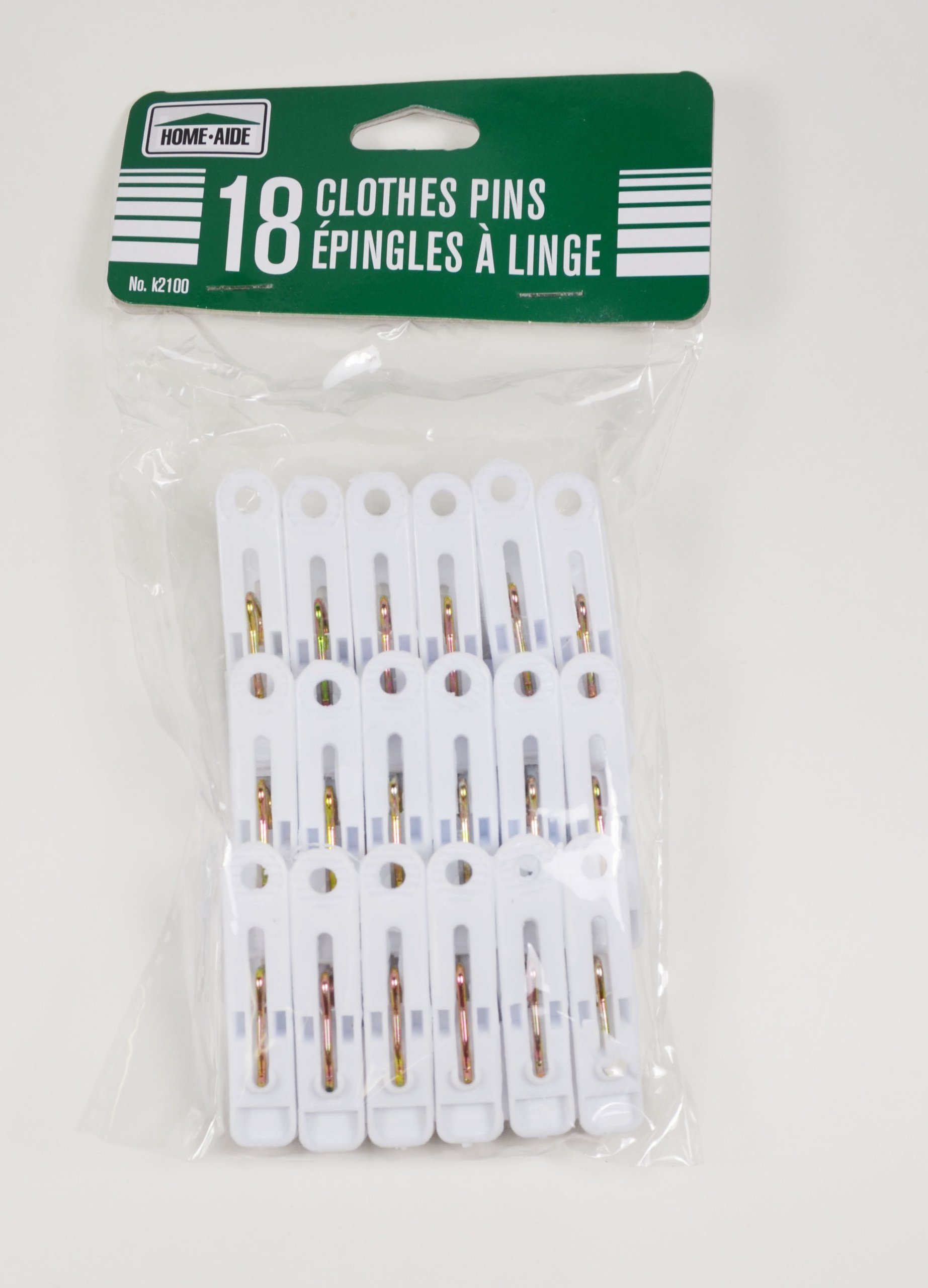 White Plastic Laundry Clothes Pins Home Aide Set of 36