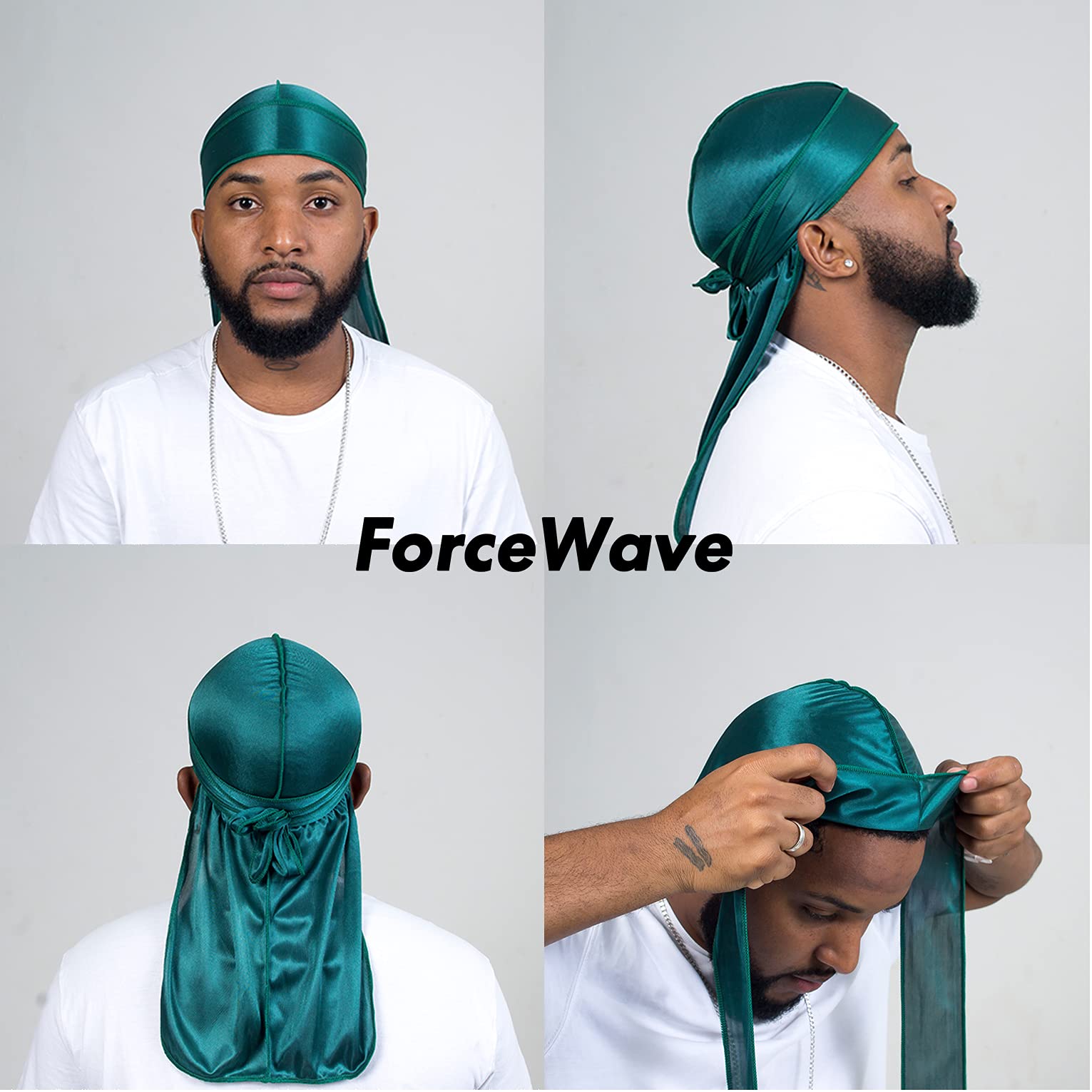 ForceWave 10 Pieces Silky Durags Long Tail for Women Men Satin Durag 360 wave,Dorag, 10 Colors