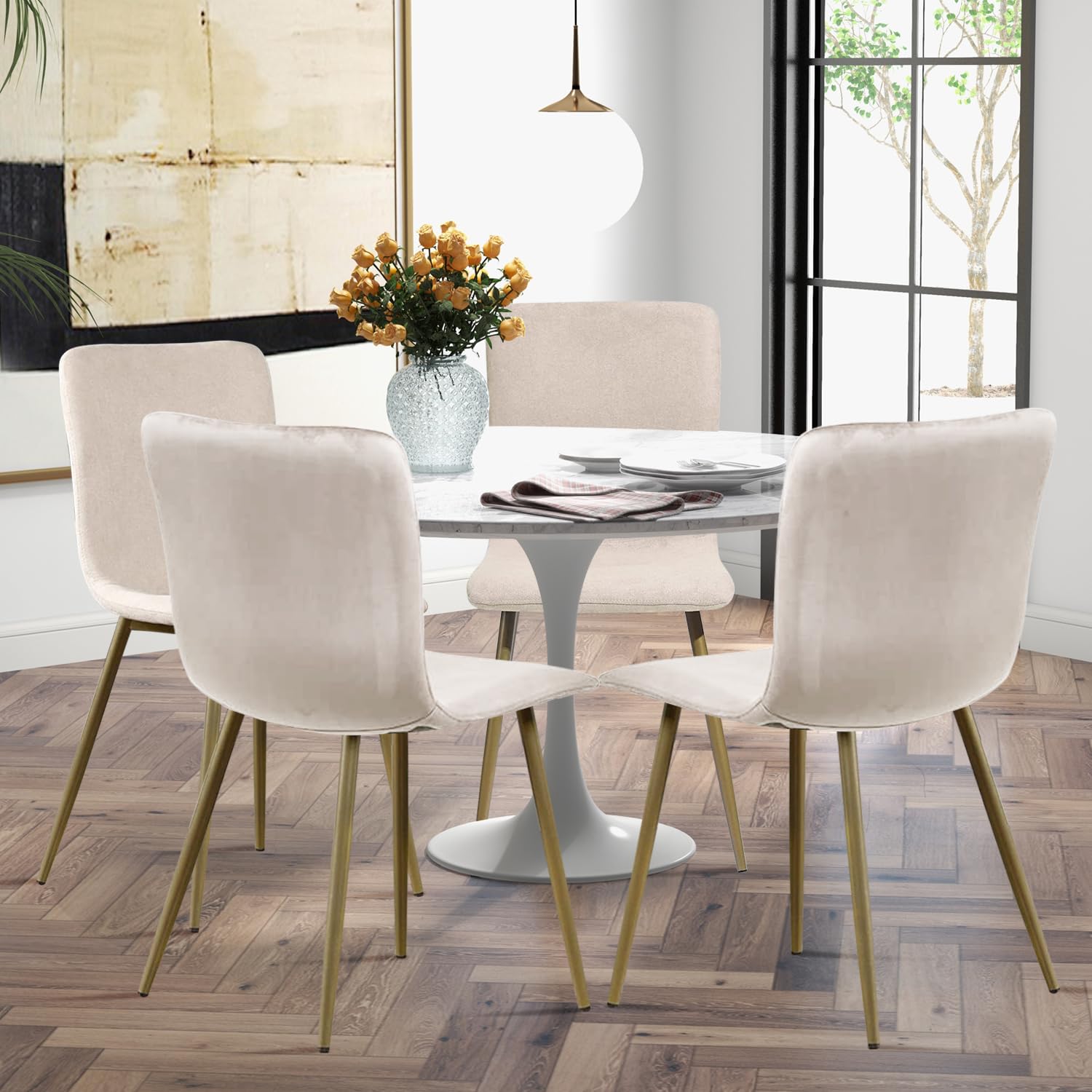 FurnitureR Dining Chairs Set of 2 Comfy Side Seating with Fabric Cushion PU Back and Sturdy Oak Legs for Kitchen Living Waiting Room, Grey