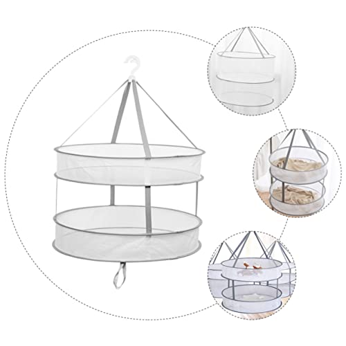 Zerodeko 3pcs Double Clothes Basket Collapsible Laundry Drying Rack Grey Towels Foldable Laundry Rack Drying Rack net Sweater mesh Clothes Hanging Dryer Clothes Drying mesh net Laundry Bag