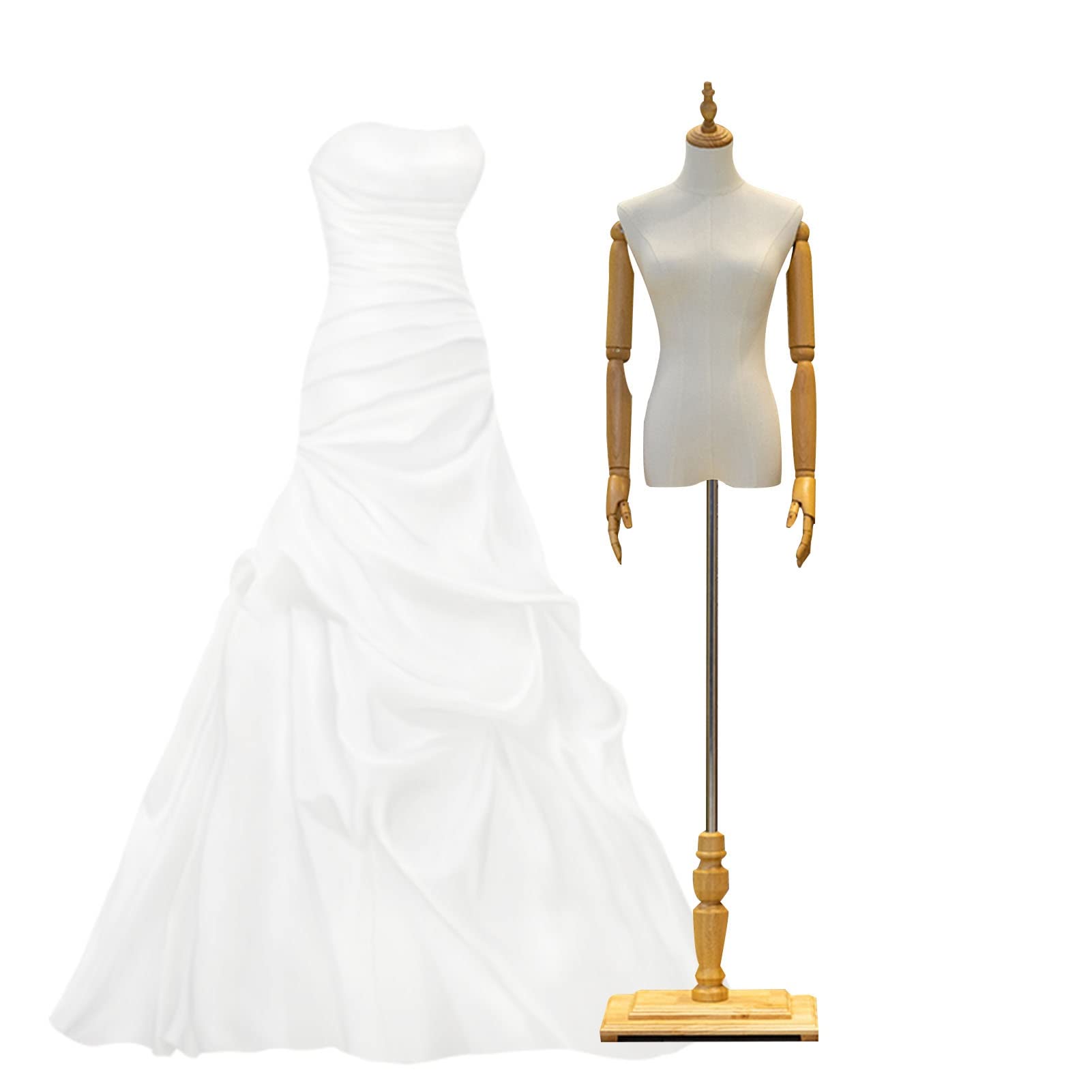 Female Dress Form Female Mannequin Torso Body Female Tailors Dummy, Dressmakers Fashion Mannequin Students Tailors Dummy Sewing Torso with Wood Stand, Height Range 47.2″-71.6″ Female Dress Form ( Colo