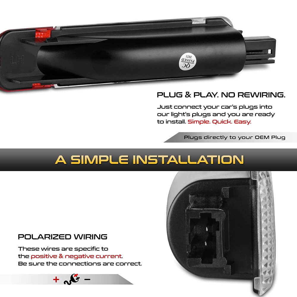 For Chevy GMC C/K Silverado Sierra 1500 2500 3500 Pickup Suburban Tahoe Avalanche Yukon XL Cadillac Escalade Hummer H2 Full LED White & Red Interior Side Door Panel Lights Courtesy Reflector Lamps Set