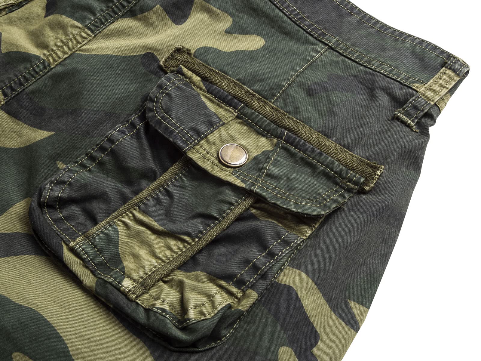 FOURSTEEDS Women Camouflage Cargo Shorts Athletic Cotton Multi-pocket Capri Casual Summer Shorts Army Green Camo US 16