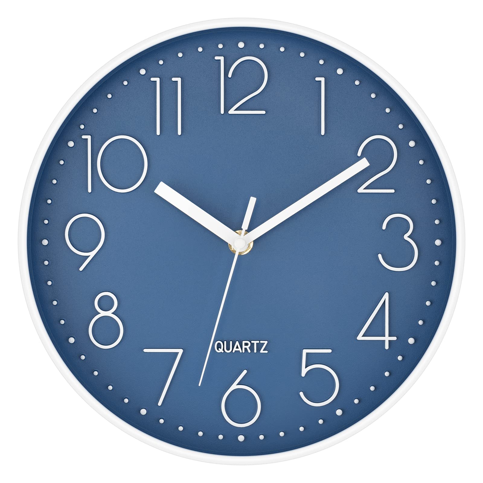 Foxtop 10 Inch Wall Clock Silent Non-Ticking Battery Operated Quartz Round Modern Simple Wall Clock Decorative for Bedroom Kitchen Home Office School (Cerulean)
