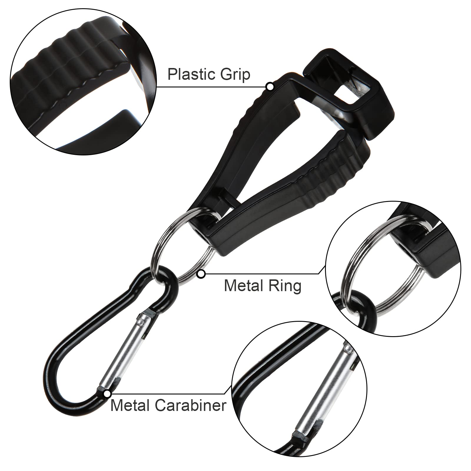 FVIEXE 20PCS Glove Clips for Work, Glove Holder Clip Work Safety Clip for Construction Guard Labor, Glove Grabber Glove Keeper Belt Glasses Helmets Hanger Clamp Catcher (10PCS Black, 10PCS Orange)