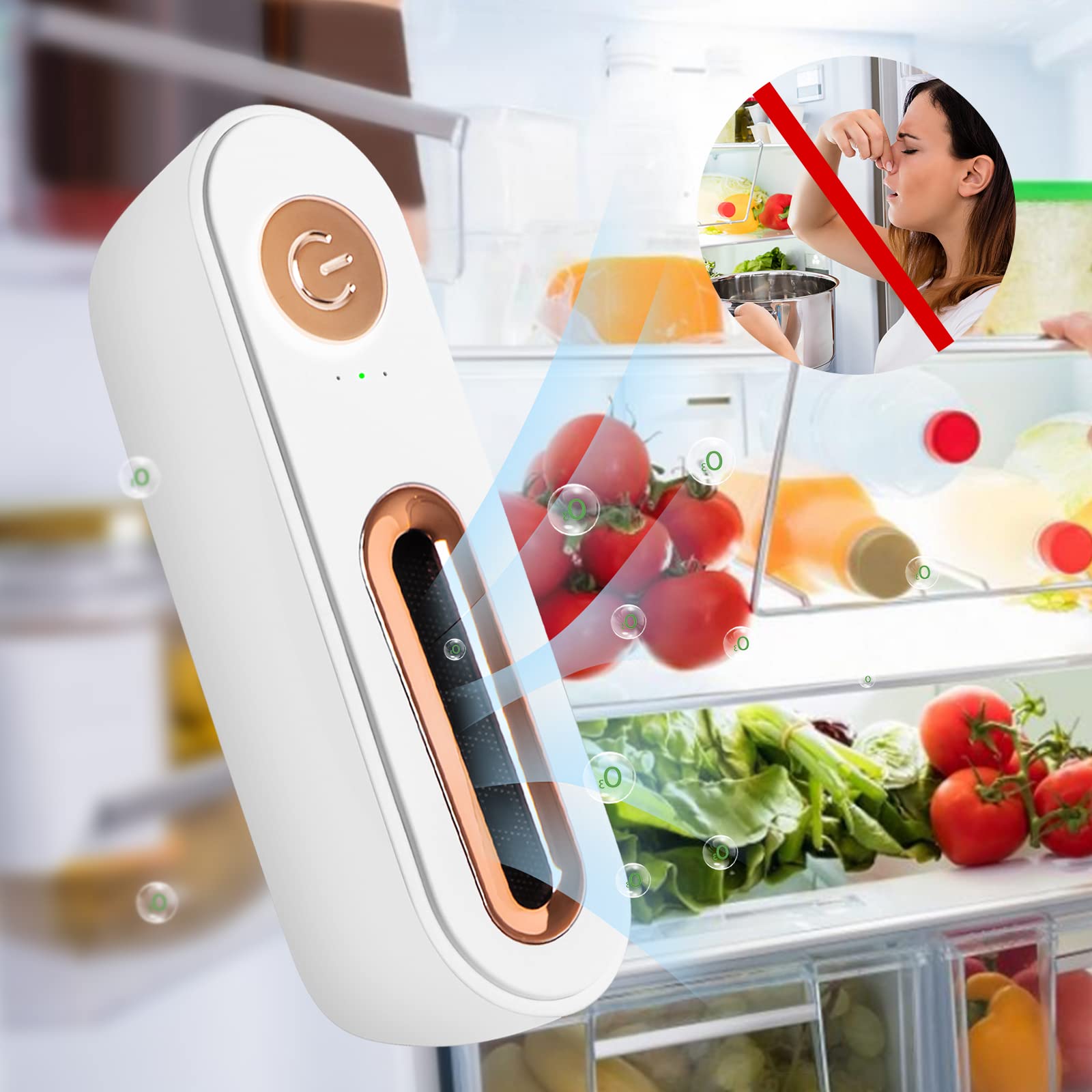 NEWEST [4 in 1] Fridge Deodorizer - Refrigerator Air Freshener Reusable Fridgerator Deodorizer Odor Eliminator Outperforms Baking Soda for Fridge and Freezer & Bamboo Charcoal Air Purifying Bags