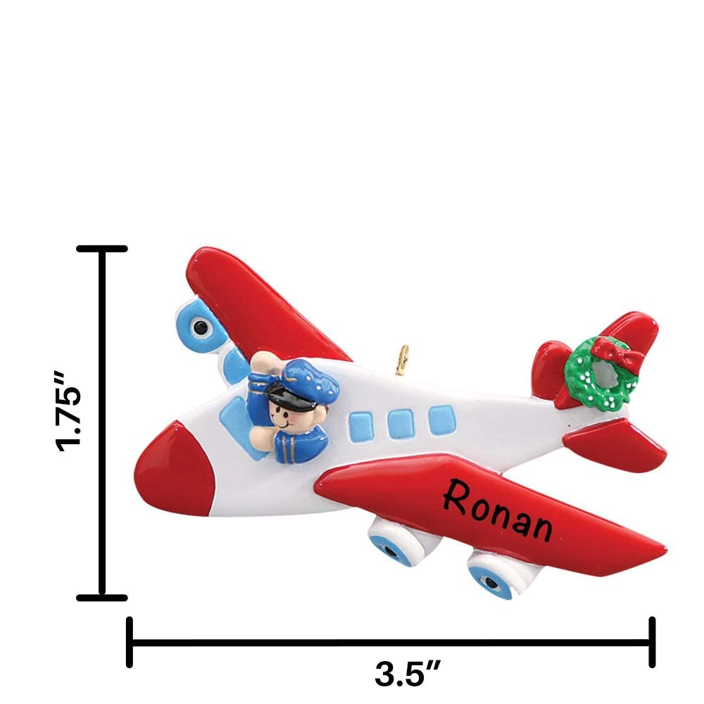 Fun Kids Personalized Christmas Ornaments 2023 - Fast & Free 24h Customization β Flying Airplane Pilot Christmas Decorations with Name - Comes Gift-Wrapped