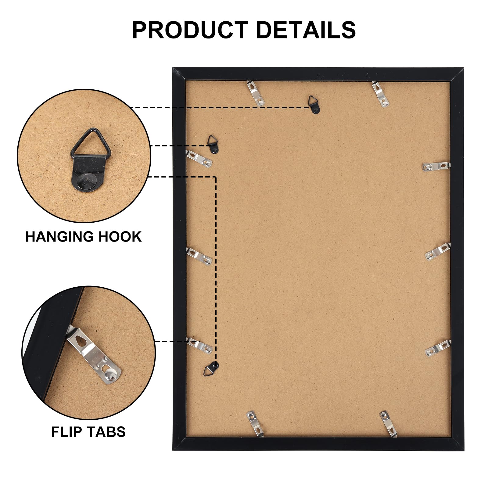 Fixwal 11x14 Picture Frame in Black, Display Pictures 8x10 with Mat or 11x14 Without Mat, Plastic Frame,Photo Frame for Wall or Tabletop Display