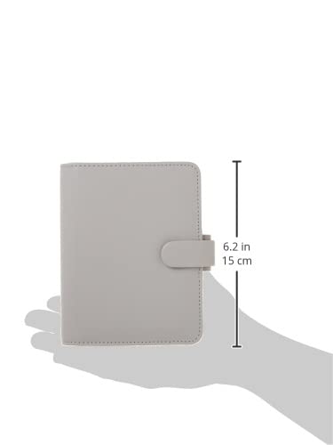 Filofax Saffiano Organizer, Pocket Size, Granite - Cross-Grain, Leather-Look, Six Rings, Week-to-View Calendar Diary, Multilingual, 2022 (C028812-22)