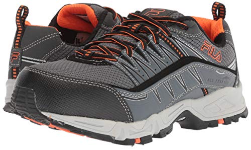 Fila mens Memory at Peak Composite Toe Trail Running Food Service Shoe, Castlerock/Black/Vibrant Orange, 10.5 US
