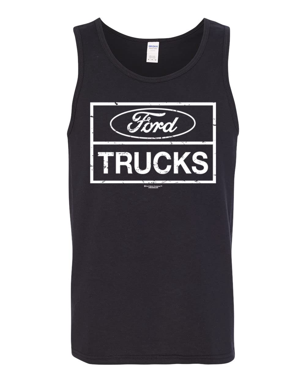 Ford Truck Vintage White Plaque Officially Licensed Cars and Trucks Mens Graphic Tank Top, Black, X-Large