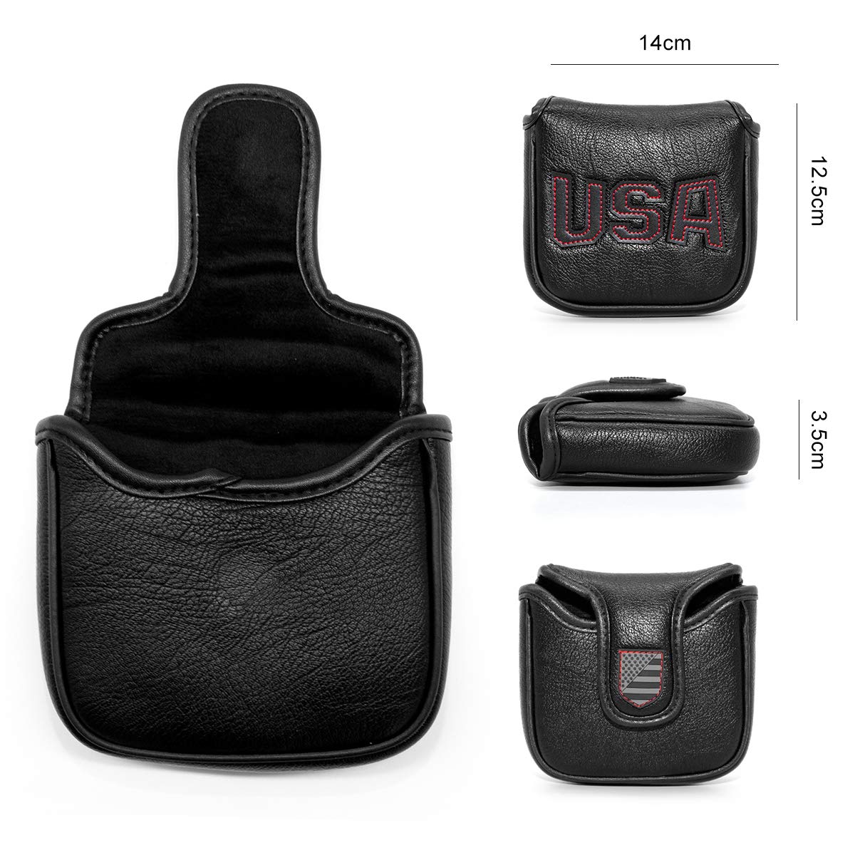 Golf Putter Cover, Putter Headcovers Golf Club Head Covers Putter Headcover for Blade Leather Golf Mallet Putter Head Covers with Magnetic for All Brands USA Style