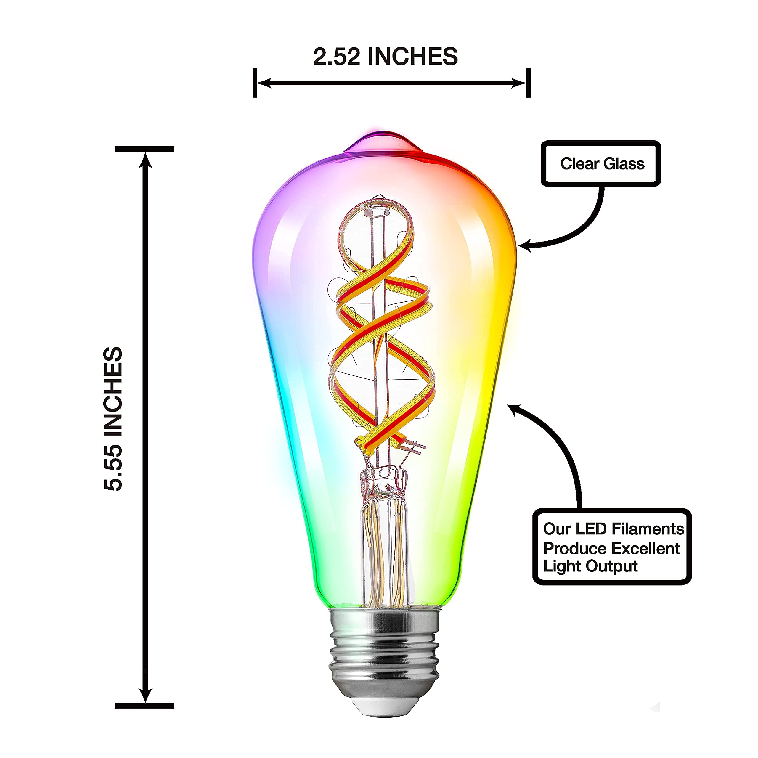 FLSNT ST21 Smart Light Bulbs, Dimmable LED RGBW Color Changing WiFi Light Bulb, Compatible with Alexa or Google Assistant by Smart Life APP, 5W (40W Equivalent), E26 Base, No Hub Required