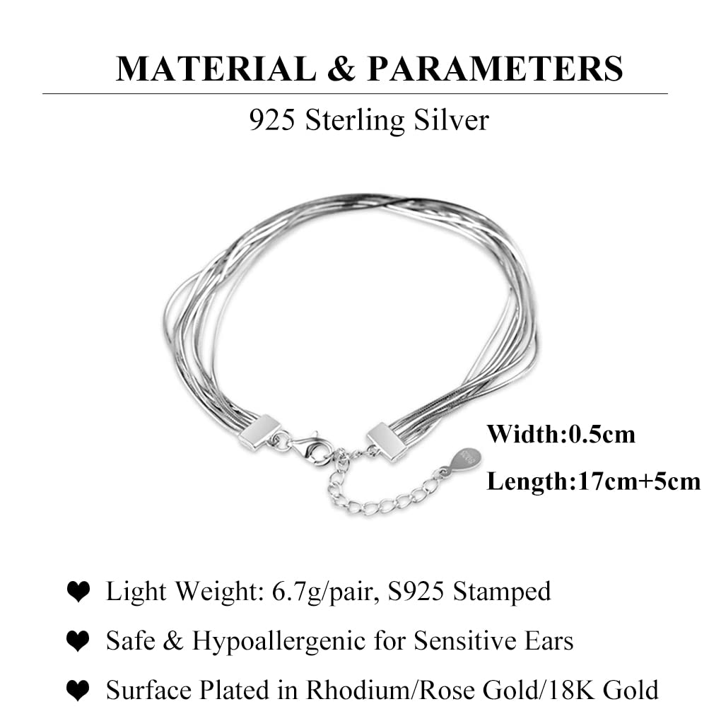 FarryDream 925 Sterling Silver Elegant Link Bracelet for Women Snake Bracelet Christmas Gifts