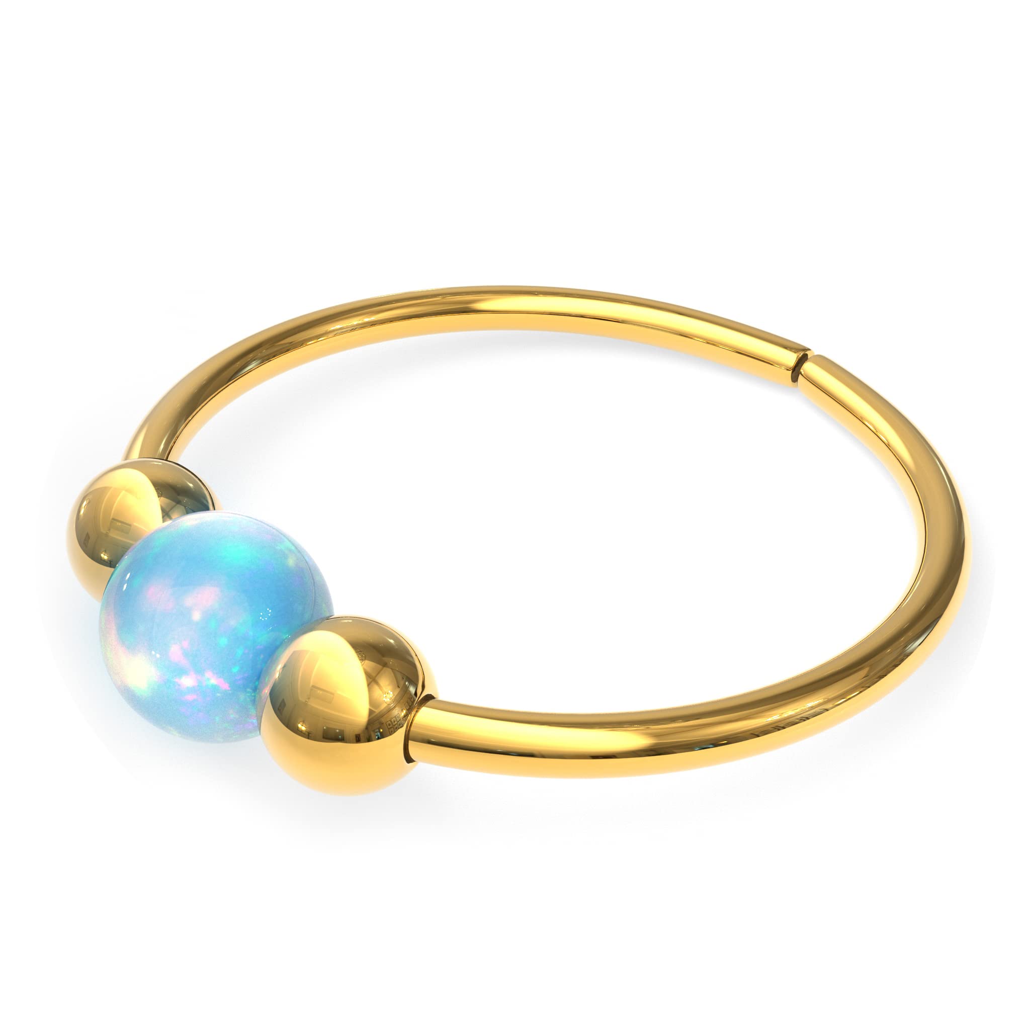 Gold Filled Nose Ring With Blue Opal - 20 Gauge Nose Hoop Jewelry - Seamless Nose Hoop Piercing 8mm Diameter