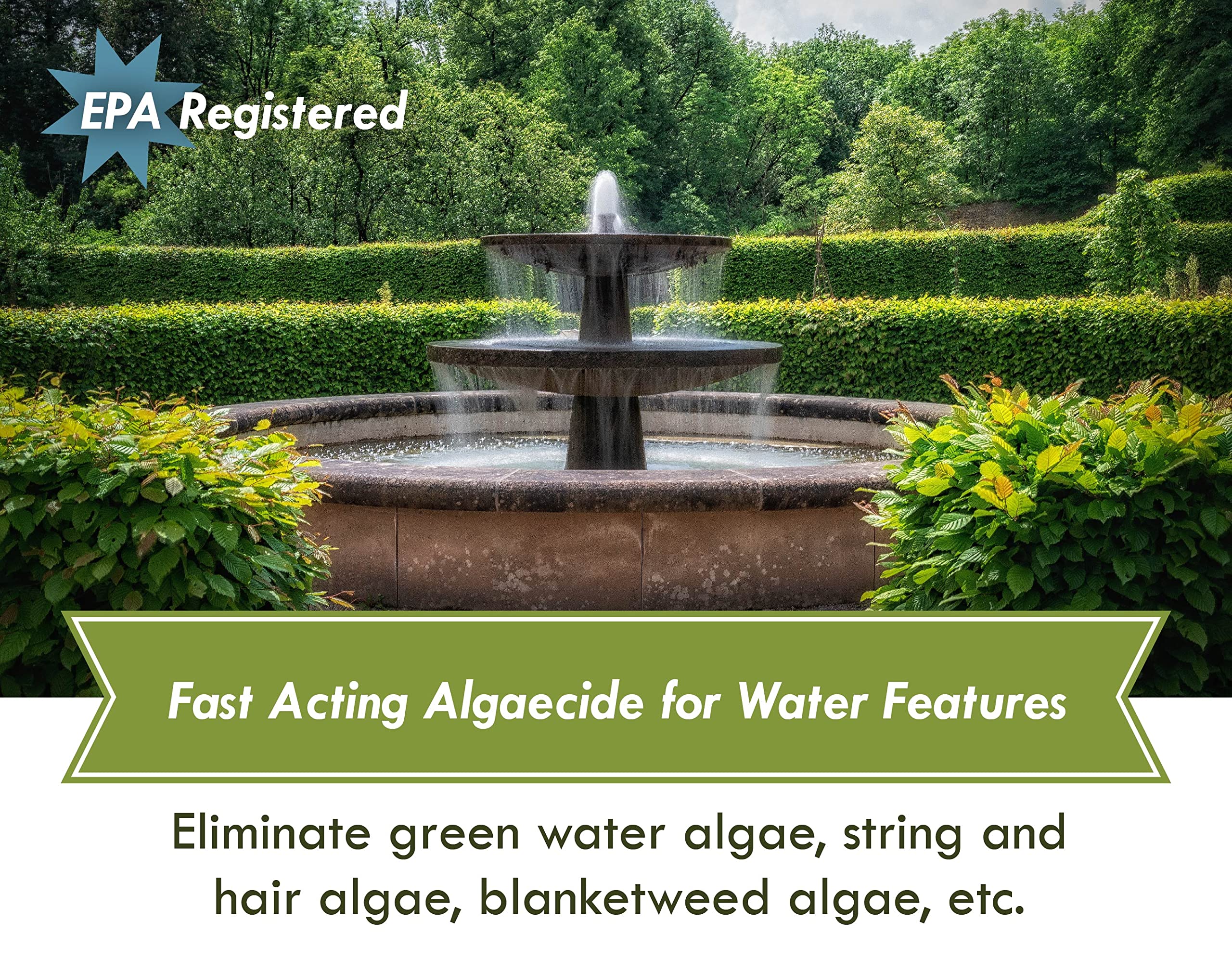 Fountain Algaecide and Clarifier - 64oz - Kills and Inhibits All Types of Algae Growth, Formulated for Small Ponds and Water Features, Treats up to 64,000 Gallons