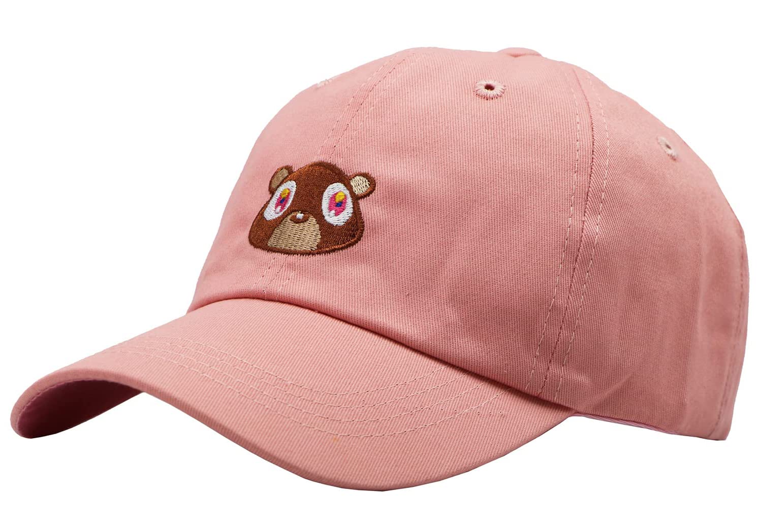 FGSS Mens Bear Print Adjustable Cotton Strapback Dad Hat Baseball Cap Pink