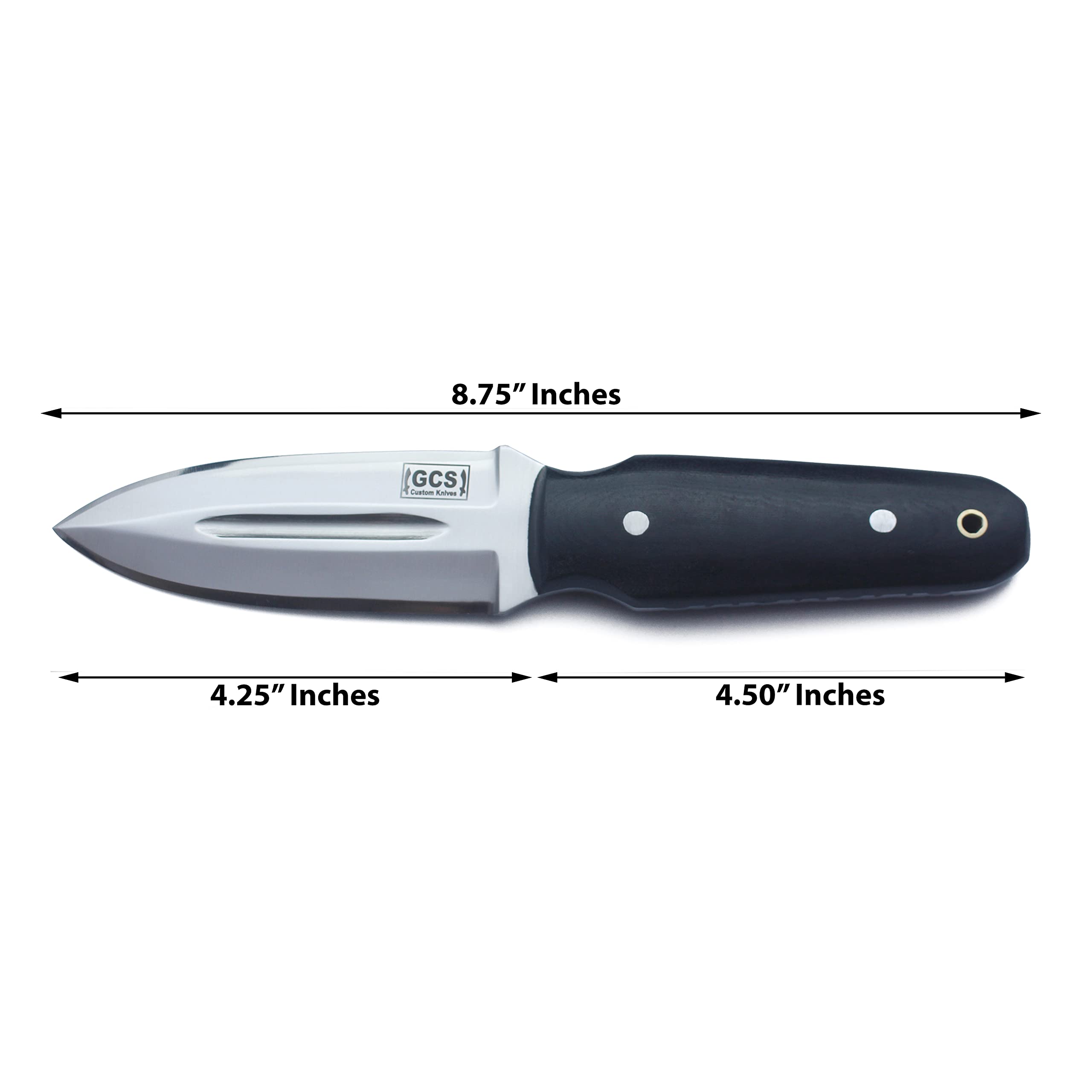 GCS Handmade Micarta Handle D2 Tool Steel Tactical Hunting Knife with leather sheath Full tang blade designed for Hunting & EDC GCS 187 Black