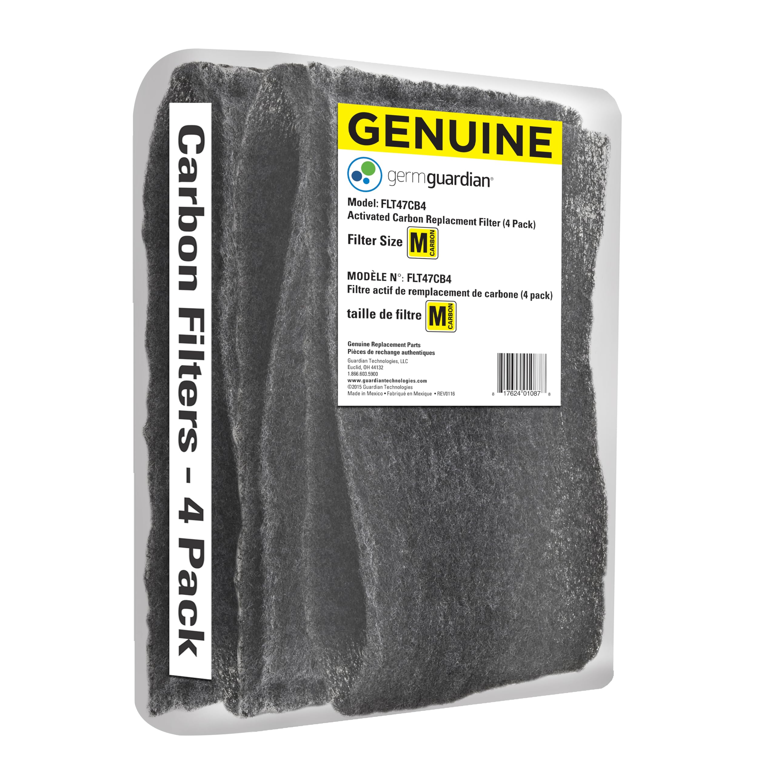 GermGuardian FLT47CB4 Genuine Carbon Filter Replacements for Germ Guadian AC4700BDLX Air Purifier, 4-Pack