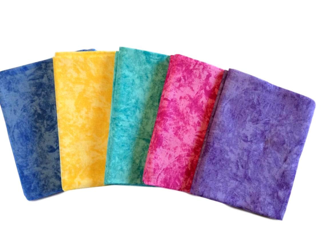 Fat Quarter Bundle 5 Rainbow Tie Dye Colors