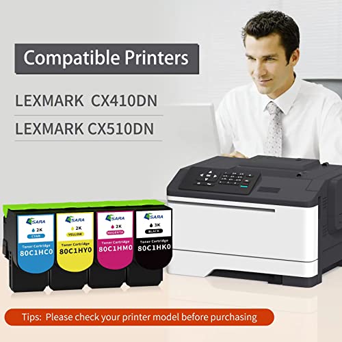 Replacement for Lexmark 801H High Yield Toner for CX410 CX410de CX410dte CX510 CX510de CX510dthe CX510dhe 80C1HK0 801HK 80C1HC0 801HC 80C1HM0 801HM 80C1HY0 801HY