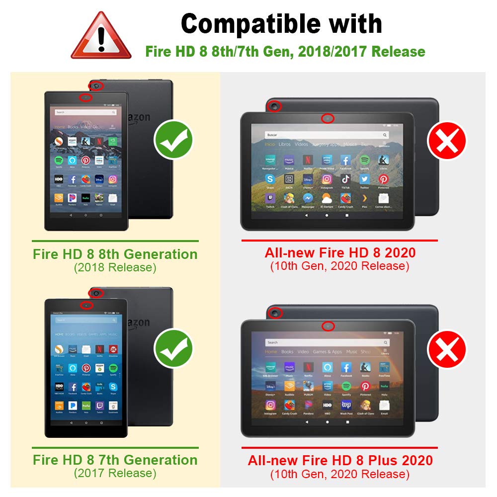 Fintie Case for Amazon Fire HD 8 Tablet (7th and 8th Generation Tablets, 2017 and 2018 Releases) - [Multi-Angle Viewing] Folio Stand Cover with Pocket Auto Wake/Sleep, Black