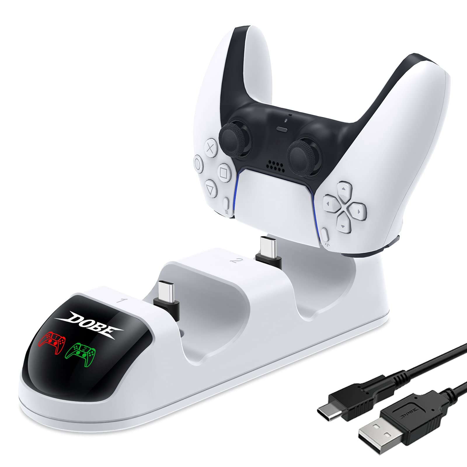 FYOUNG Controller Charging Station for PS5, Charging Dock Compatible for Playstation 5 DualSense Controller with LED Light Indicators and USB C Cable