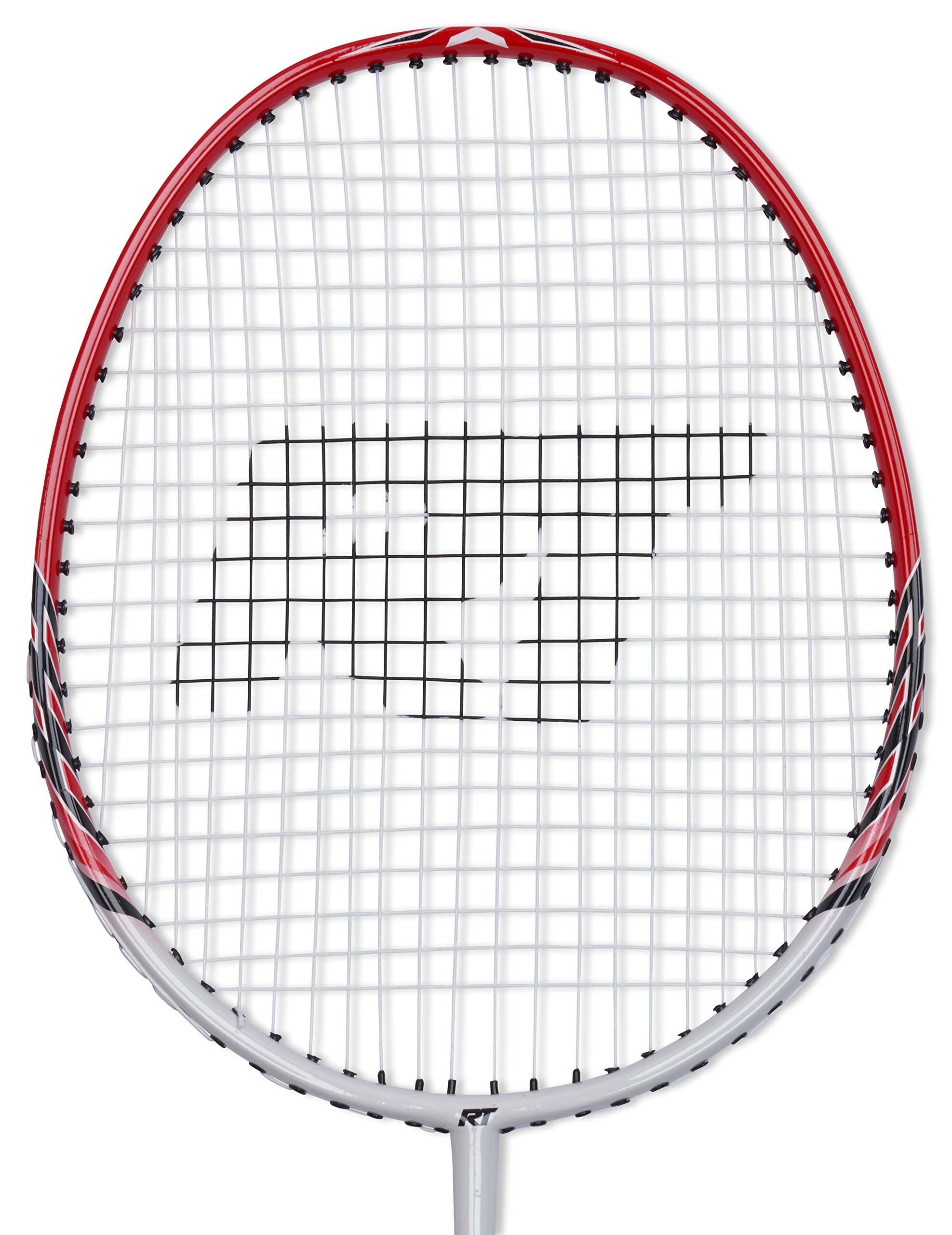 FiberFlash 7 Badminton Racket Set, Featuring 2 Carbon Fiber Shaft Racquets, 3 Shuttlecocks Plus Fabric Carrying Bag All Included (Red/Blue/White)