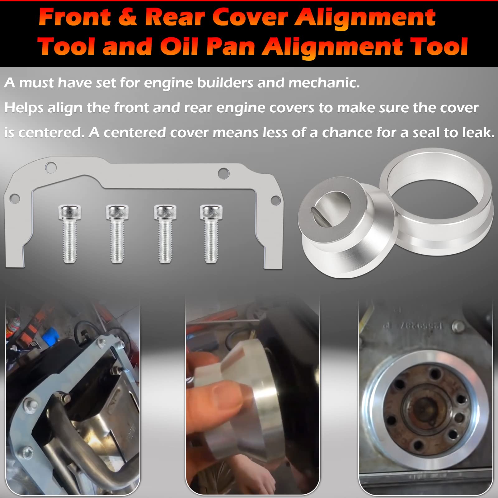 Front and Rear Cover Billet Alignment Tool & Oil Pan Alignment Tool Fits for LS Series Engines 4.8 5.3 5.7 6.0 LS1 LS2 LS3 LS6 L99 LS9 LSA LQ4