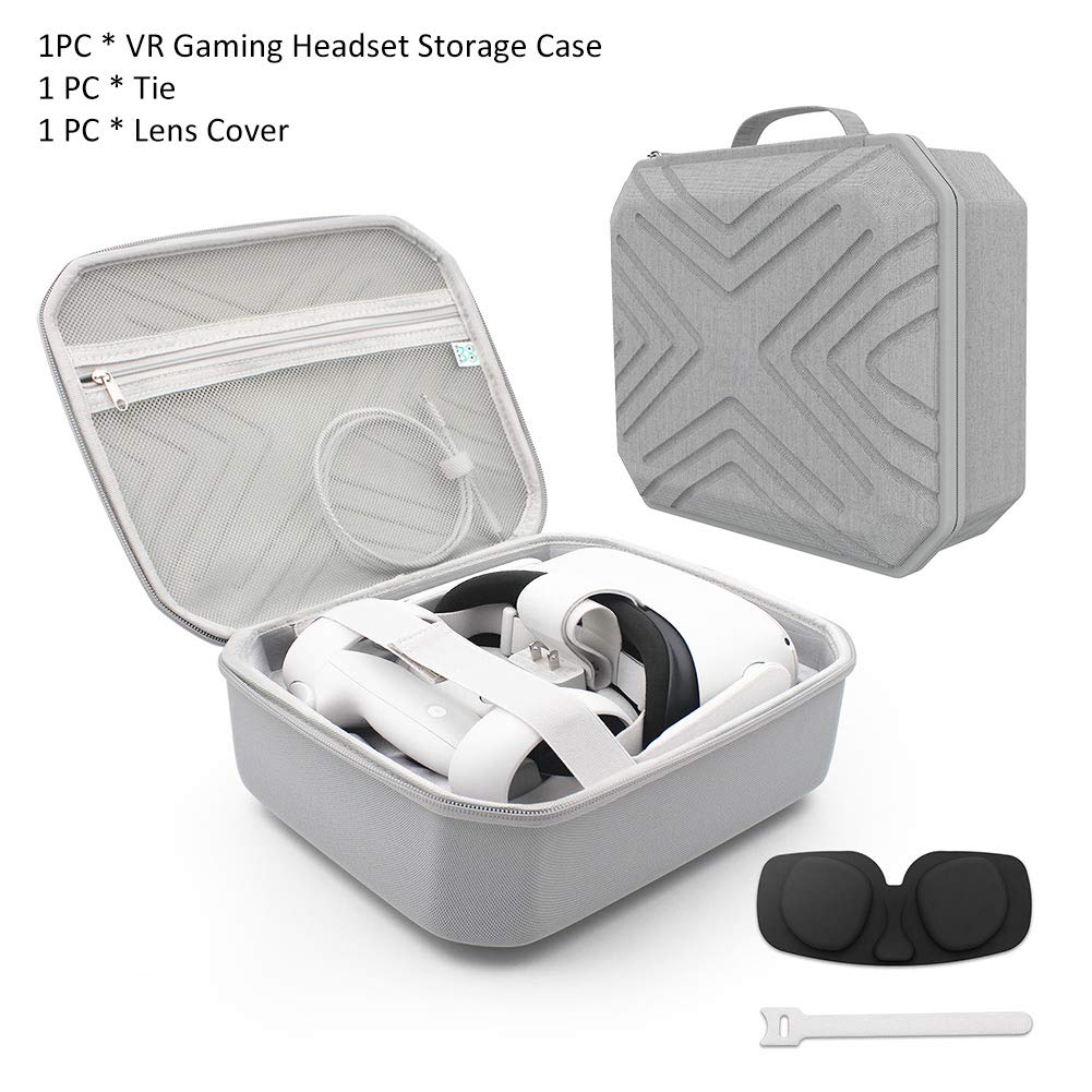 GEZICHTA Travel Case for Oculus Quest 2, VR Gaming Headset Storage Box, Portable EVA Carrying Case with Handle for Oculus Quest 2