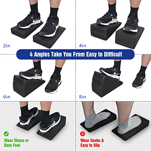 GDTOOLMMY Slant Board,3 Pcs Non-Slip Foam Calf Stretcher with 5 Adjustable Angles,480 Lbs Weight Capacity Squat Wedge for Exercises, Physical Therapy, Squats(Included Yoga Elastic Band)