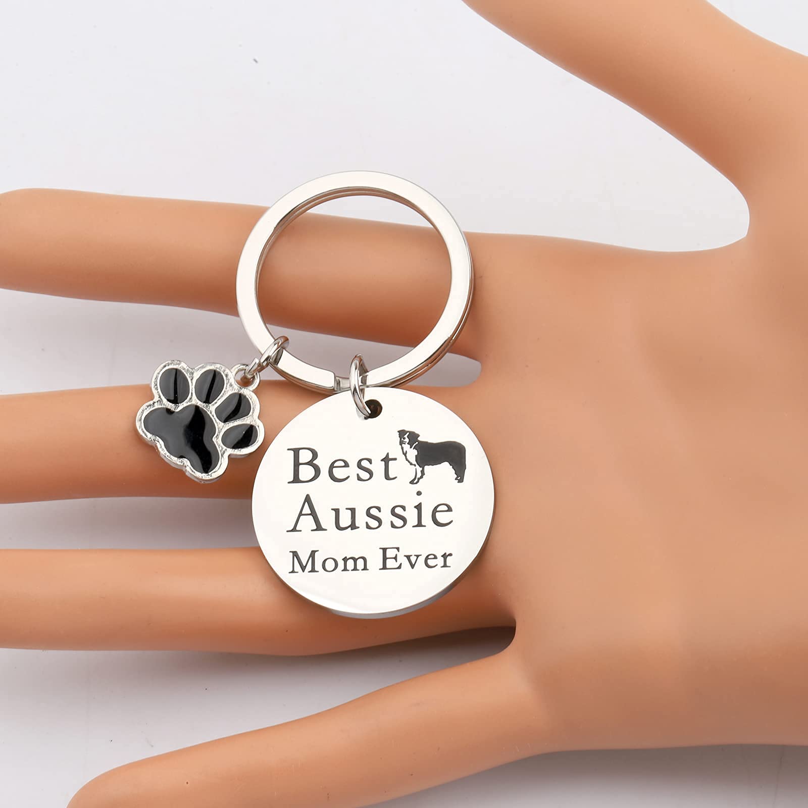 FOTAP Australian Shepherd Keychain Best Aussie Mom Ever Jewelry Australian Shepherd Gifts Aussie Dog Lover Gift Dog Mom Gift (Aussie Mom)