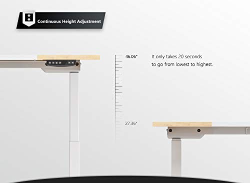 FEZIBO Dual Motor Height Adjustable Electric Standing Desk, 48 x 24 Inch Full Sit Stand Home Office Table with Splice Board, White Frame/White and Natural Top