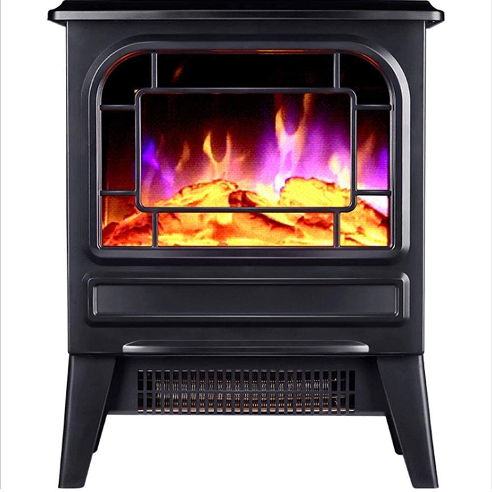 Fireplace Electric Electric Fireplaces Portable Electric Wood Stove with Fire Flame Effect for Home Or Office White (White) (Black)