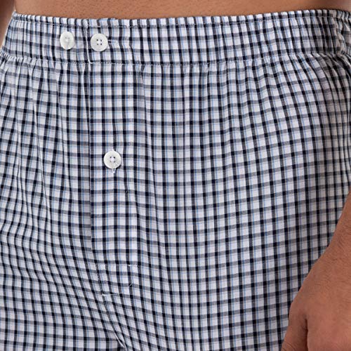 Fruit of the Loom mens Long Sleeve Broadcloth Pajama Set, Navy/White Check, Large US
