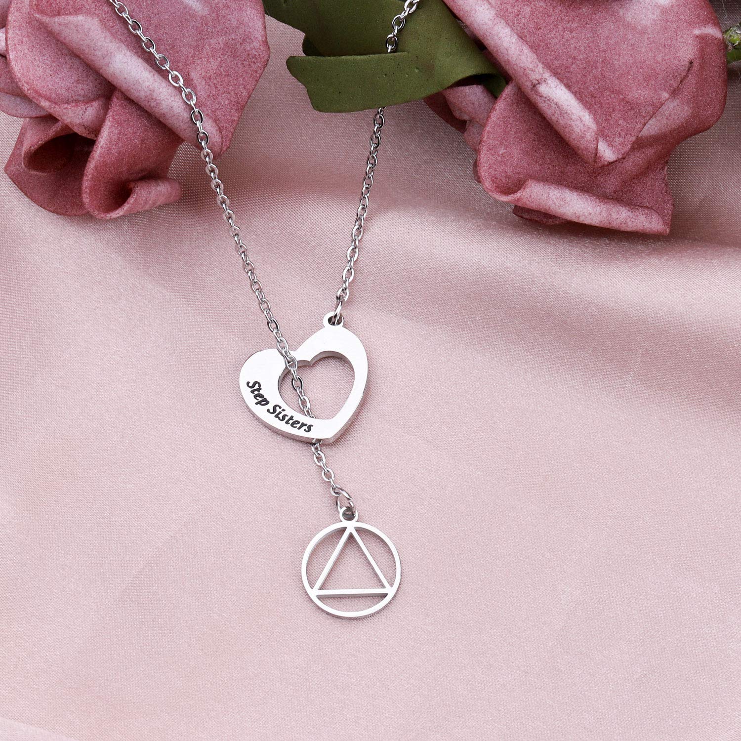 FOTAP AA Jewelry NA Recovery Gift Step Sisters Necklace Jewelry Sobriety Gift Sponsor Gift (Step Sisters Neck)